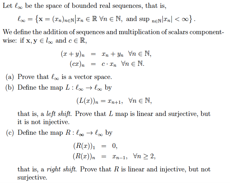 Solved Let loo be the space of bounded real sequences, that | Chegg.com