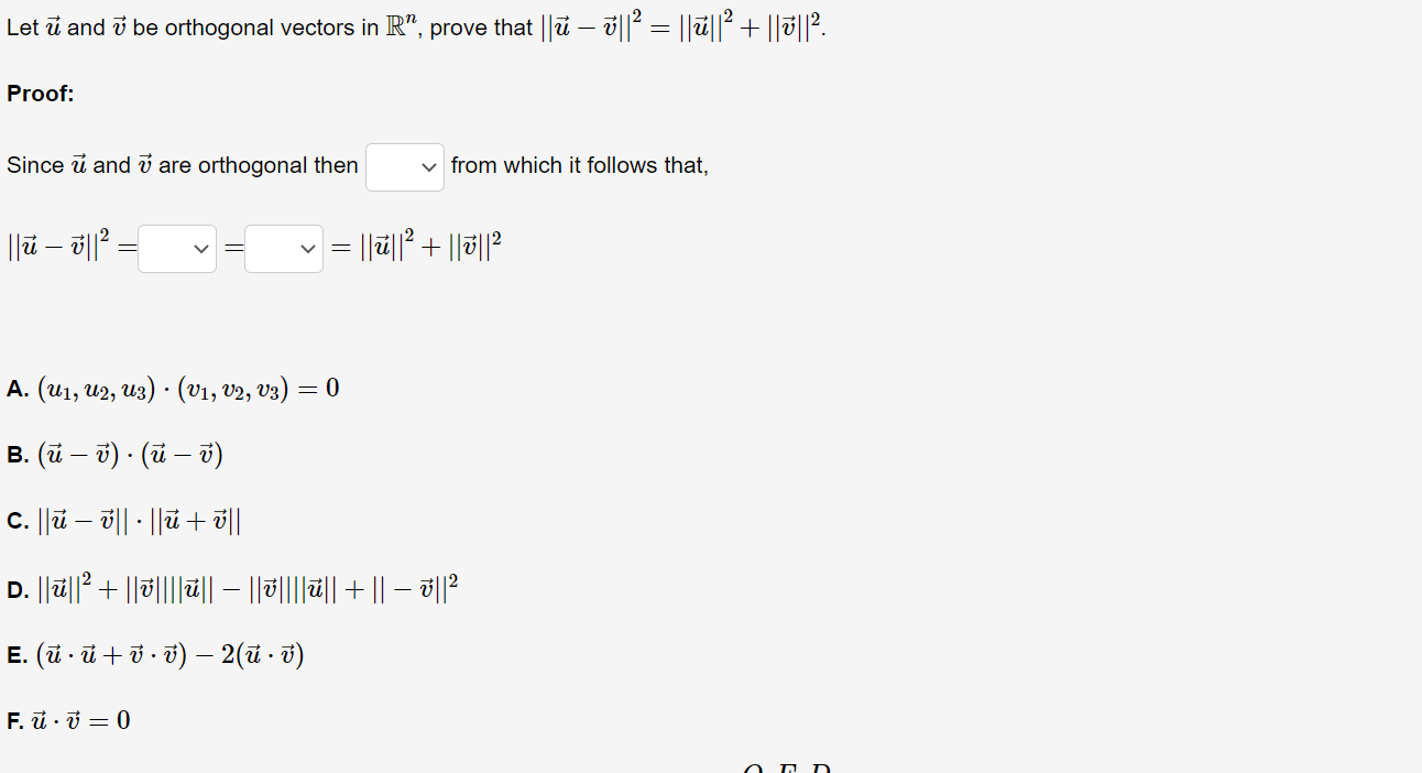 Solved Let u and v be orthogonal vectors in Rn, prove that | Chegg.com