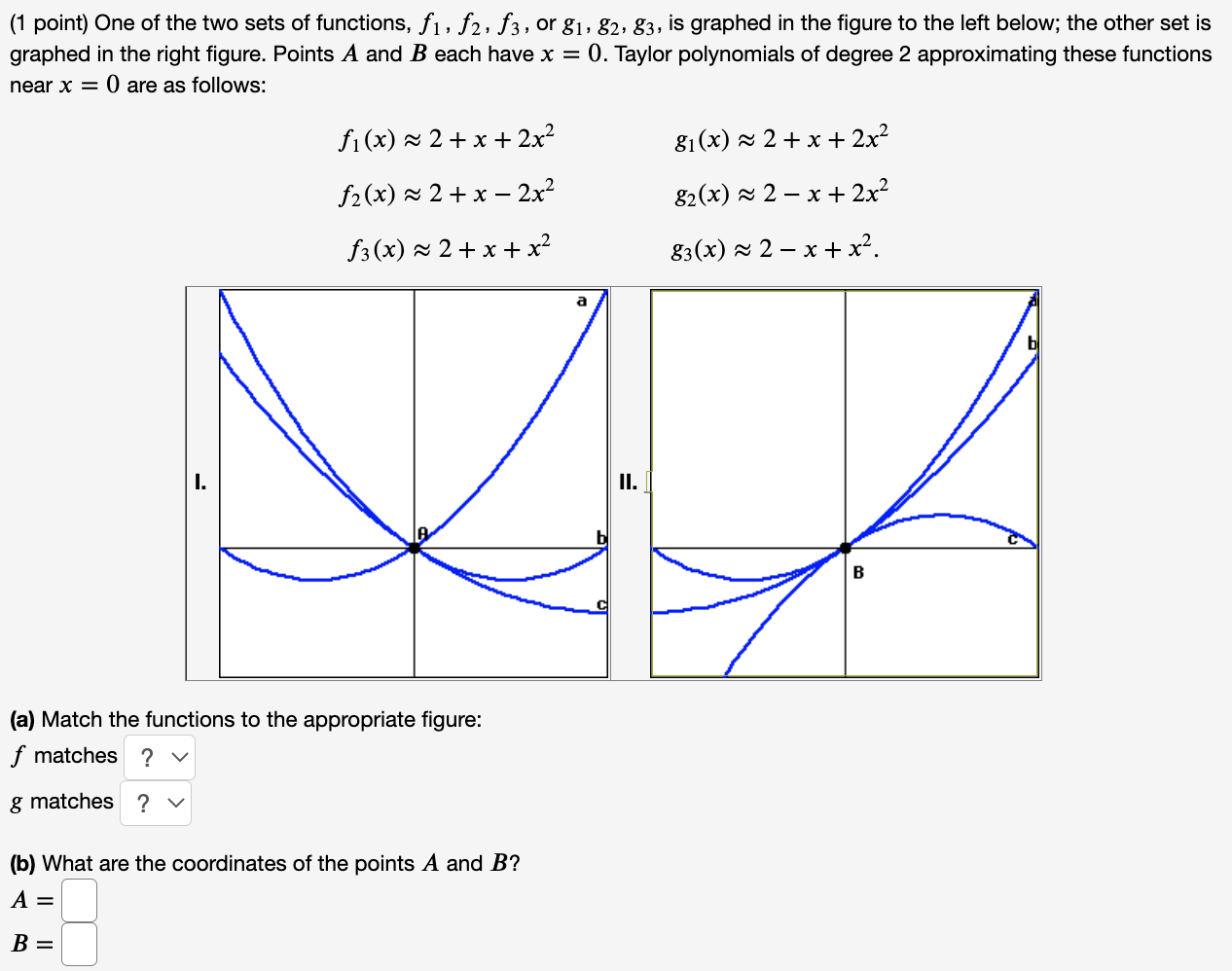 Solved (1 point) One of the two sets of functions, f1, f2, | Chegg.com