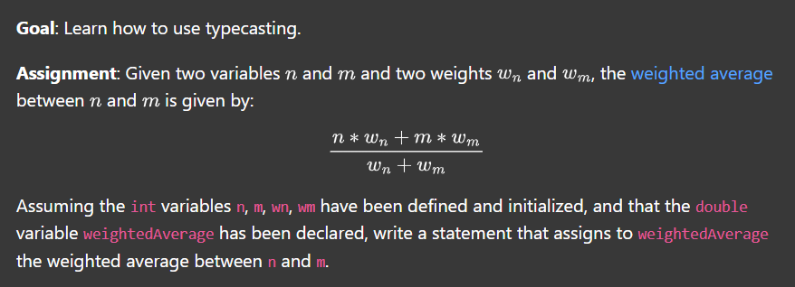 Solved Goal: Learn how to use typecasting.Assignment: Given | Chegg.com Solved Goal: Learn how to use typecasting.Assignment: Given | Chegg.com