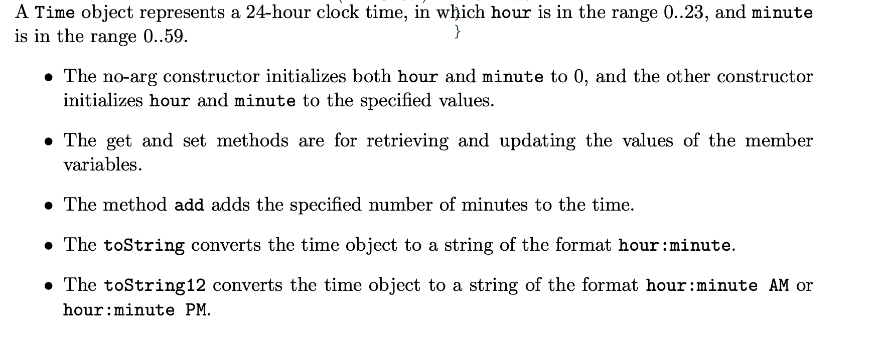 Solved Implement The Class Time Specified Below Class 9501