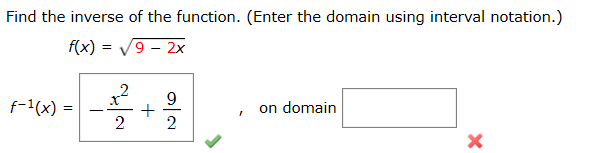Solved Find the inverse of the function. (Enter the domain | Chegg.com