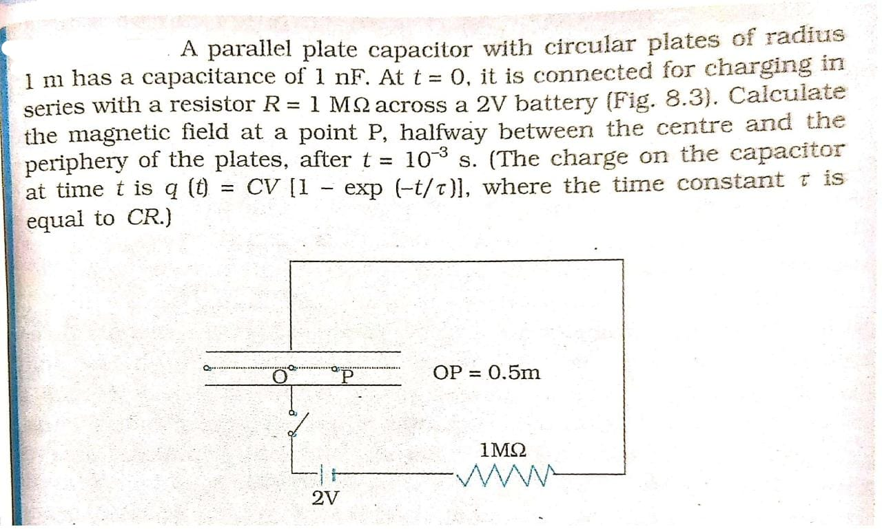 Solved A parallel plate capacitor with circular plates of | Chegg.com