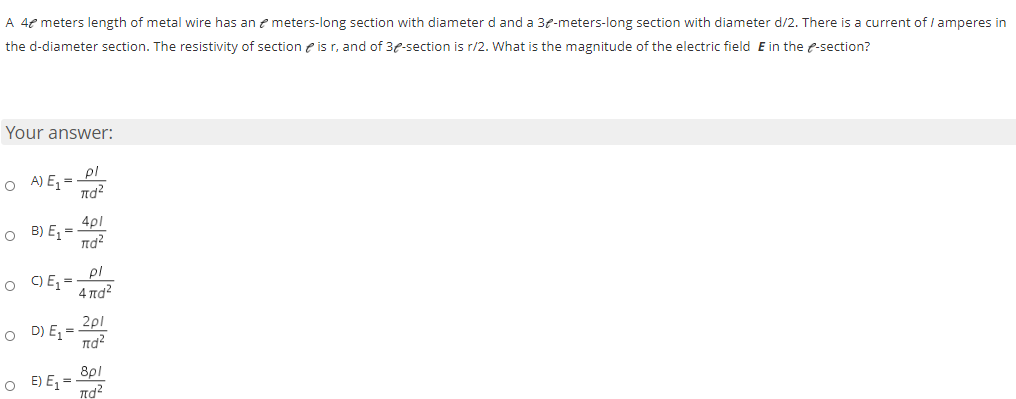 Solved A 40 meters length of metal wire has an e meters long | Chegg.com