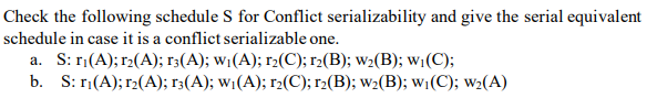 Solved Check the following schedule S for Conflict | Chegg.com