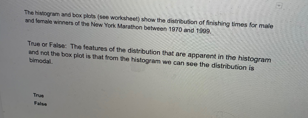Solved The histogram and box plots (see worksheet) show the | Chegg.com