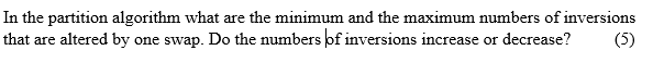 Solved In The Partition Algorithm What Are The Minimum And 6160
