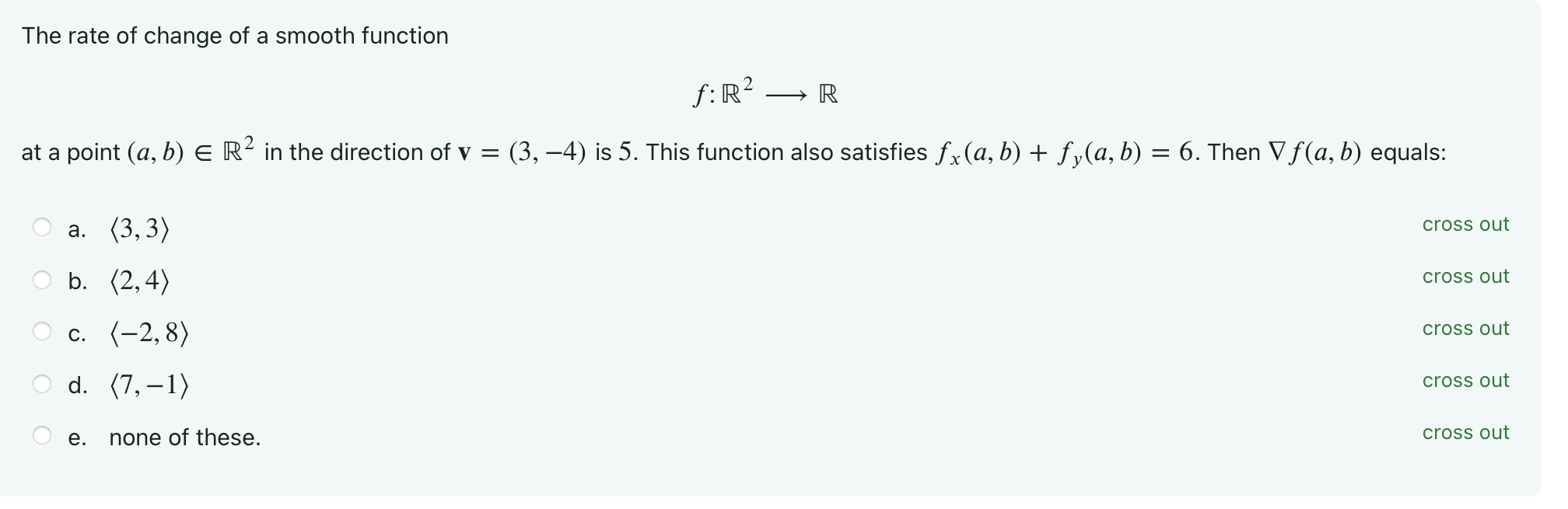 Solved The rate of change of a smooth function f:R2 R at a | Chegg.com