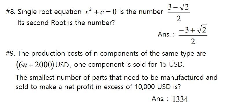 Solved 3-12 #8. Single root equation x² + c = 0) is the | Chegg.com