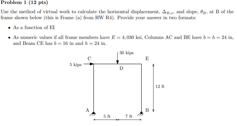 Solved Problem 1 (12 pts) Use the method of virtual work to | Chegg.com