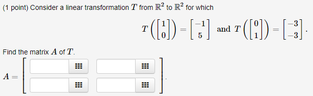 Solved (1 point) Consider a linear transformation T from R2 | Chegg.com