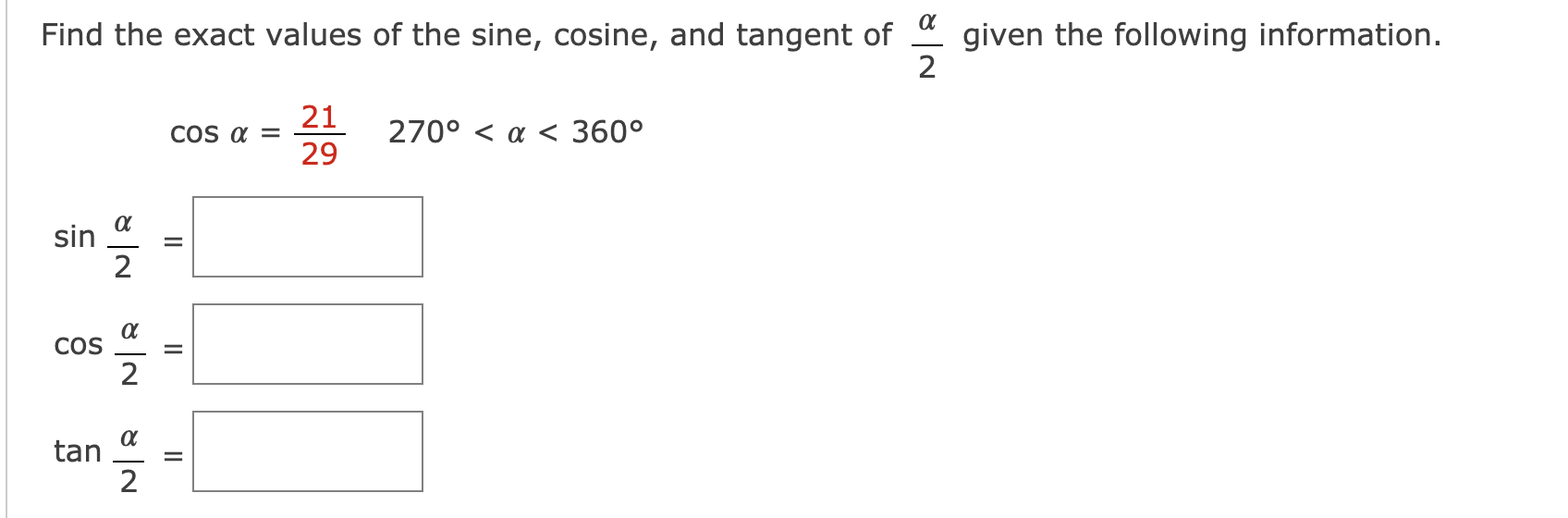 Solved a Find the exact values of the sine, cosine, and | Chegg.com