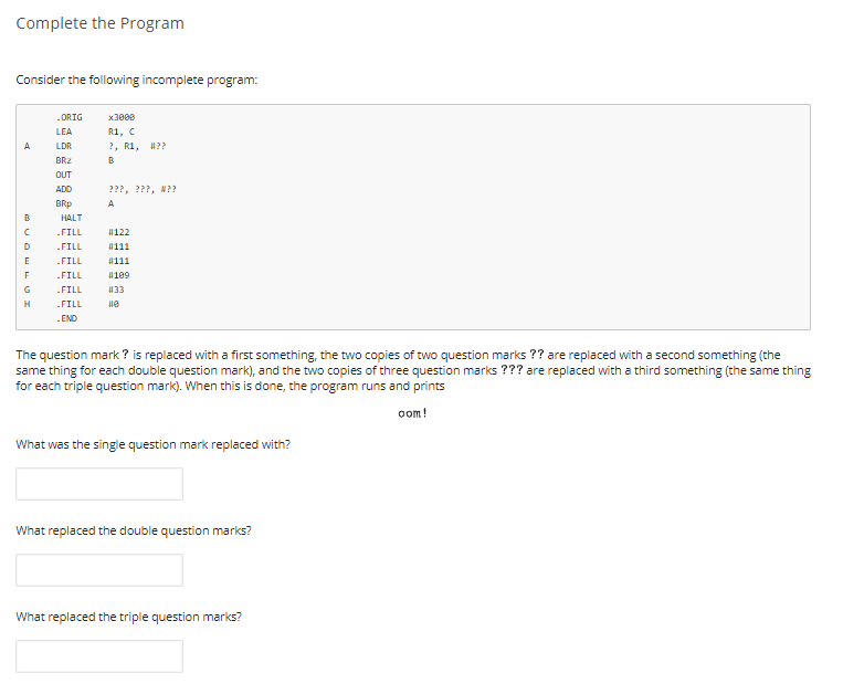 Complete the Program Consider the following | Chegg.com