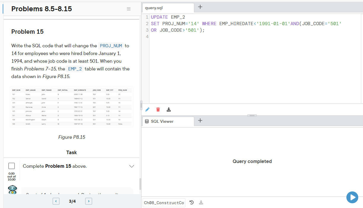 Solved FIGURE P8.1 THE CH08_CONSTRUCTCO DATABASEProblem 2 | Chegg.com