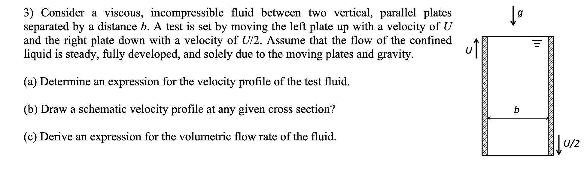 Solved 3) Consider a viscous, incompressible fluid between | Chegg.com