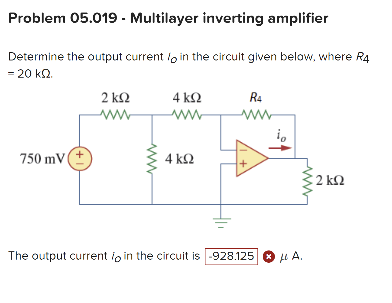Solved Problem 05.019 - Multilayer inverting amplifier | Chegg.com