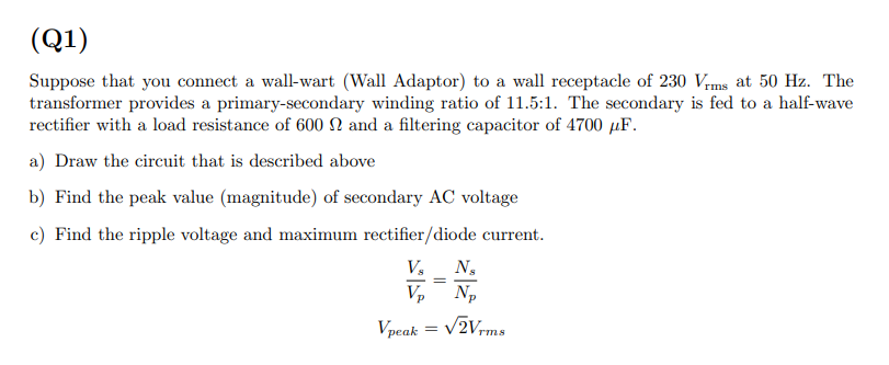 Solved Suppose that you connect a wall-wart (Wall Adaptor) | Chegg.com