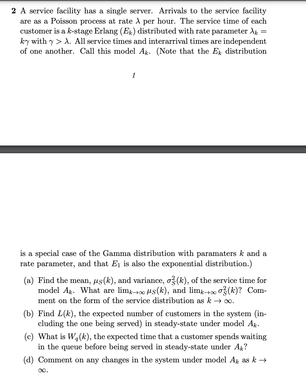 Solved 2 A service facility has a single server. Arrivals to | Chegg.com