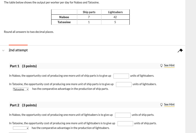 Solved The table below shows the output per worker per day | Chegg.com