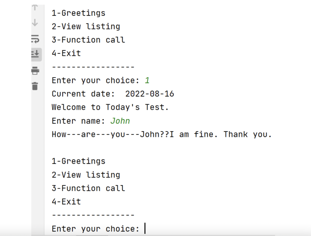 Solved # 1. define a function that will give user 4 choices | Chegg.com