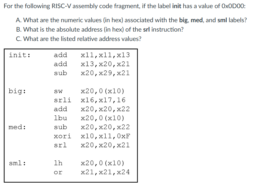 Solved For the following RISC-V assembly code fragment, if | Chegg.com