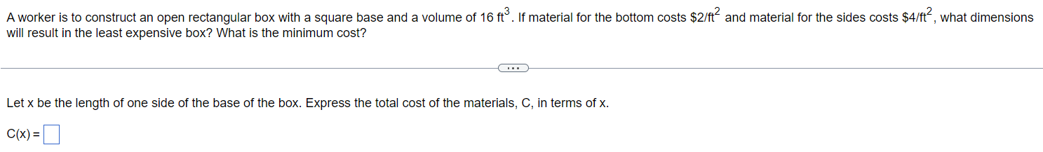 Solved A worker is to construct an open rectangular box with | Chegg.com