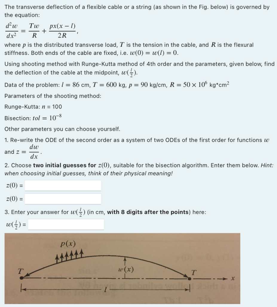 Solved The transverse deflection of a flexible cable or a | Chegg.com