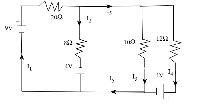 Solved Determine the six currents I1, ﻿I2, ﻿I3, ﻿I4, ﻿I5, | Chegg.com