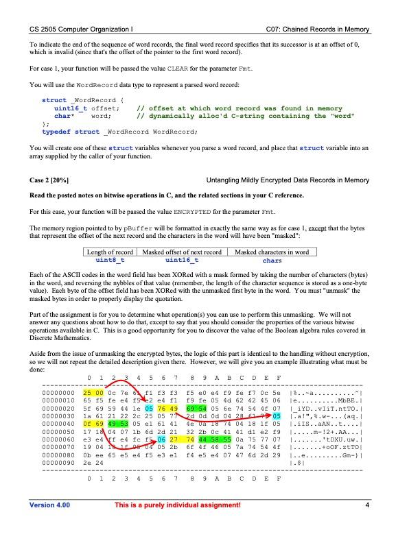 CS 2505 Computer Organization ! CO7: Chained Records | Chegg.com