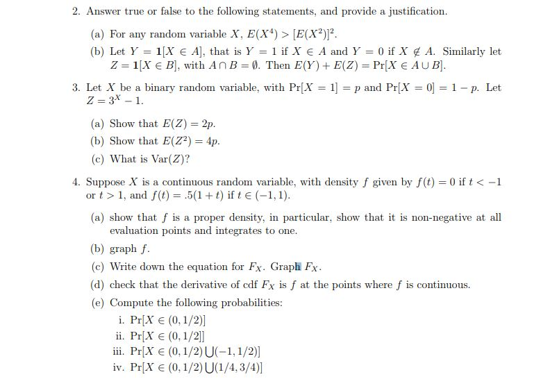 Solved 2. Answer true or false to the following statements, | Chegg.com
