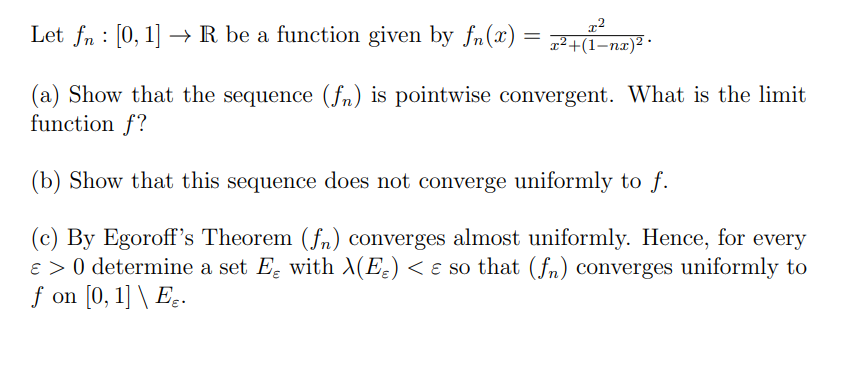Solved Let fn:[0,1]→R be a function given by | Chegg.com