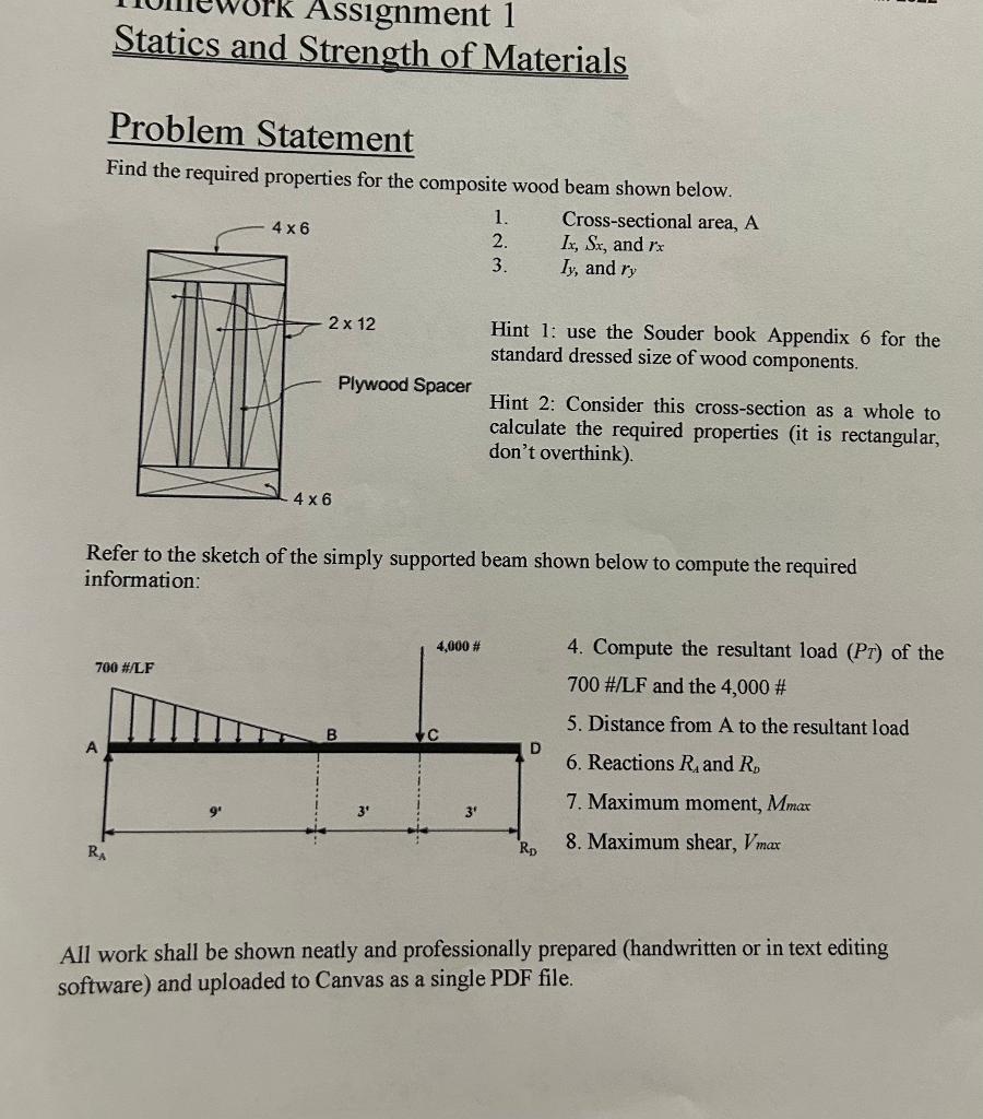 Solved Stritwork Assignment 1 Statics and Strength of | Chegg.com
