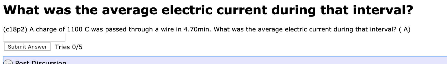 Solved What was the average electric current during that | Chegg.com