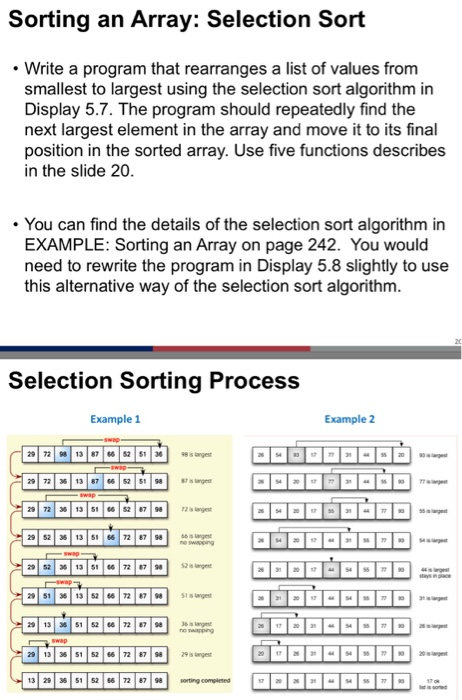 Solved Sorting an Array: Selection Sort Write a program that | Chegg.com