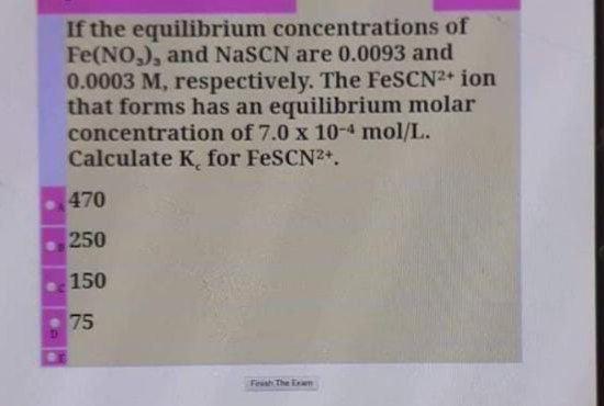 Solved If the equilibrium concentrations of Fe (NO3)3, and | Chegg.com