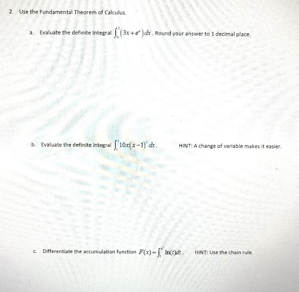 Solved Use the Fundamental Theorem of Calculus. a. Evaluate | Chegg.com