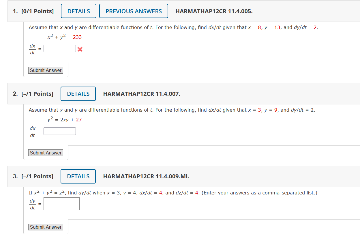 Solved Points]Assume that x ﻿and y ﻿are differentiable | Chegg.com