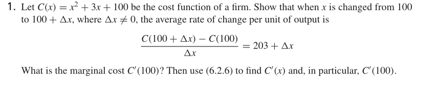 Solved Let C(x)=x2+3x+100 ﻿be the cost function of a firm. | Chegg.com