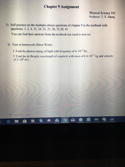 Solved Chapter 9 Assignment Physical Science 101 Professor: | Chegg.com