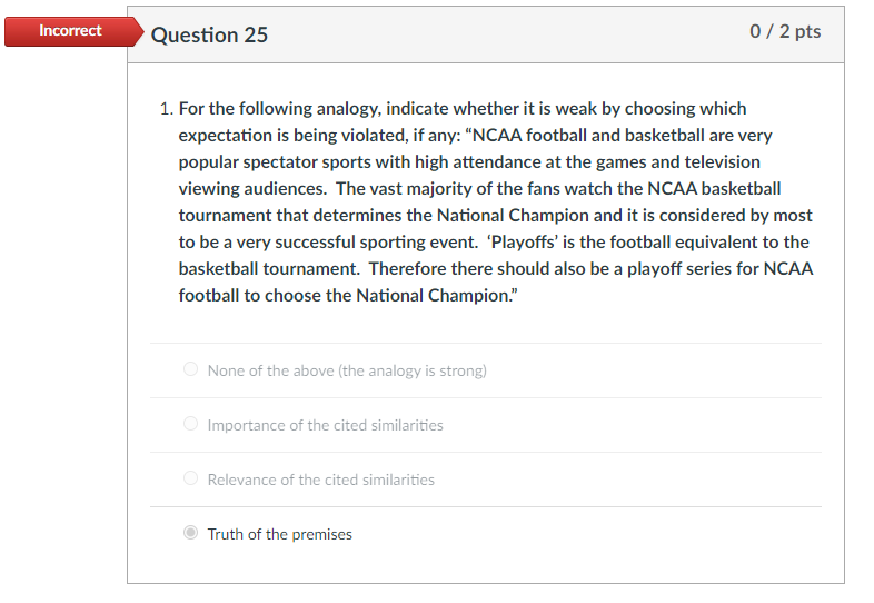 Solved Incorrect Incorrect Question 23 0/2 pts 1. For the | Chegg.com