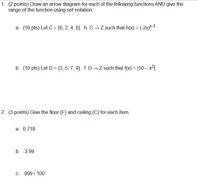Solved 1. (2 points) Draw an arrow diagram for each of the | Chegg.com