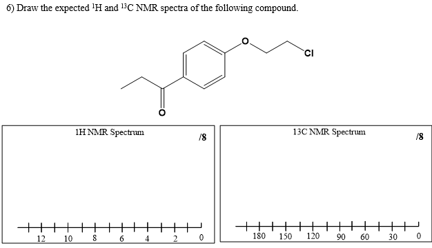 Solved 6) Draw the expected 'H and 13C NMR spectra of the | Chegg.com