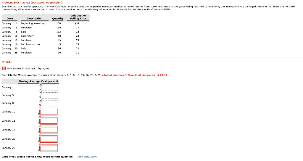 Solved Problem 6-08A al-a2 (Part Level Submission) Bramble | Chegg.com