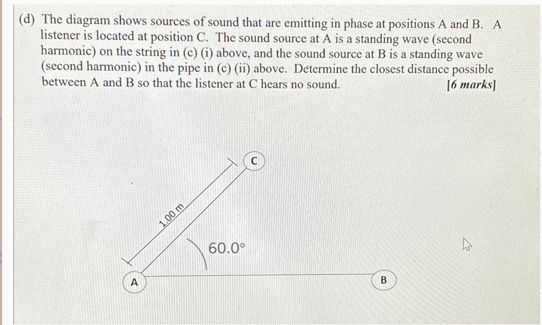 Solved (d) ﻿The diagram shows sources of sound that are | Chegg.com