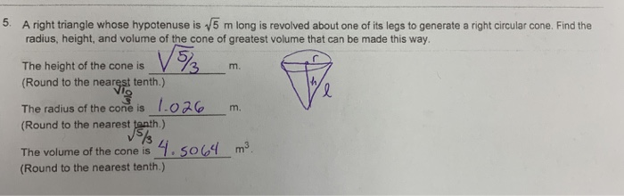 Solved 5. A right triangle whose hypotenuse is 5 m long is | Chegg.com