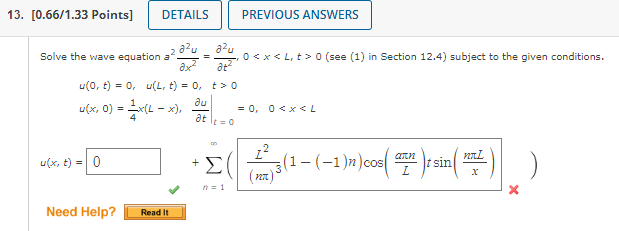 Solved Solve the wave equation a2∂x2∂2u=∂t2∂2u,00 (see (1) | Chegg.com