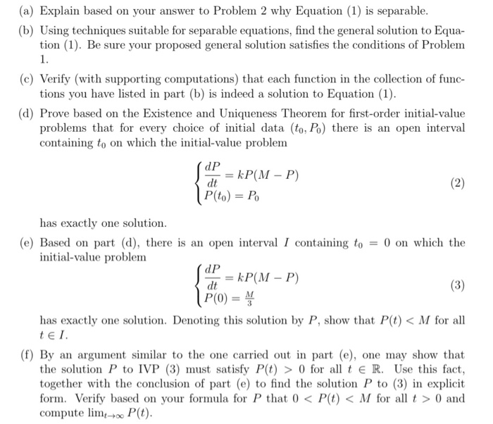 Solved 5. Consider the first-order ODE dP dt = kP(M-P), | Chegg.com