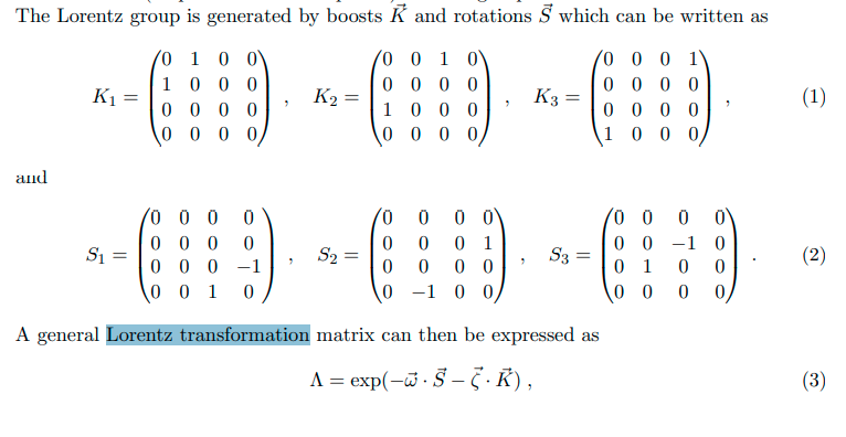 The Lorentz group is generated by boosts K and | Chegg.com
