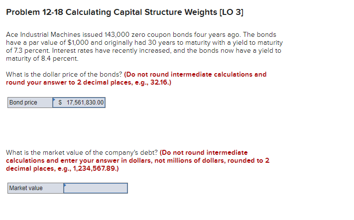 Solved Problem 12-18 Calculating Capital Structure Weights | Chegg.com