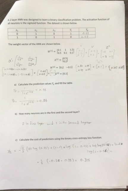 A 2 layer ANN was designed to learn a binary | Chegg.com